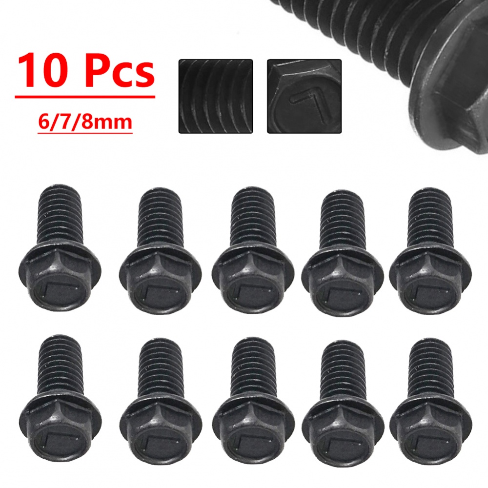 10pcs Carbon Steel Hex Flange Saw Blade Screw Set M6 M7 and M8 Left ...