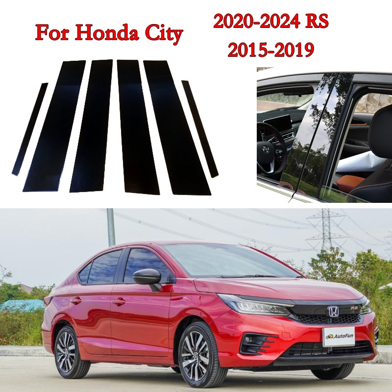 Honda City Glossy Black Car Door Window Center Column B C Pillar Post Sticker Trim Mirror ...