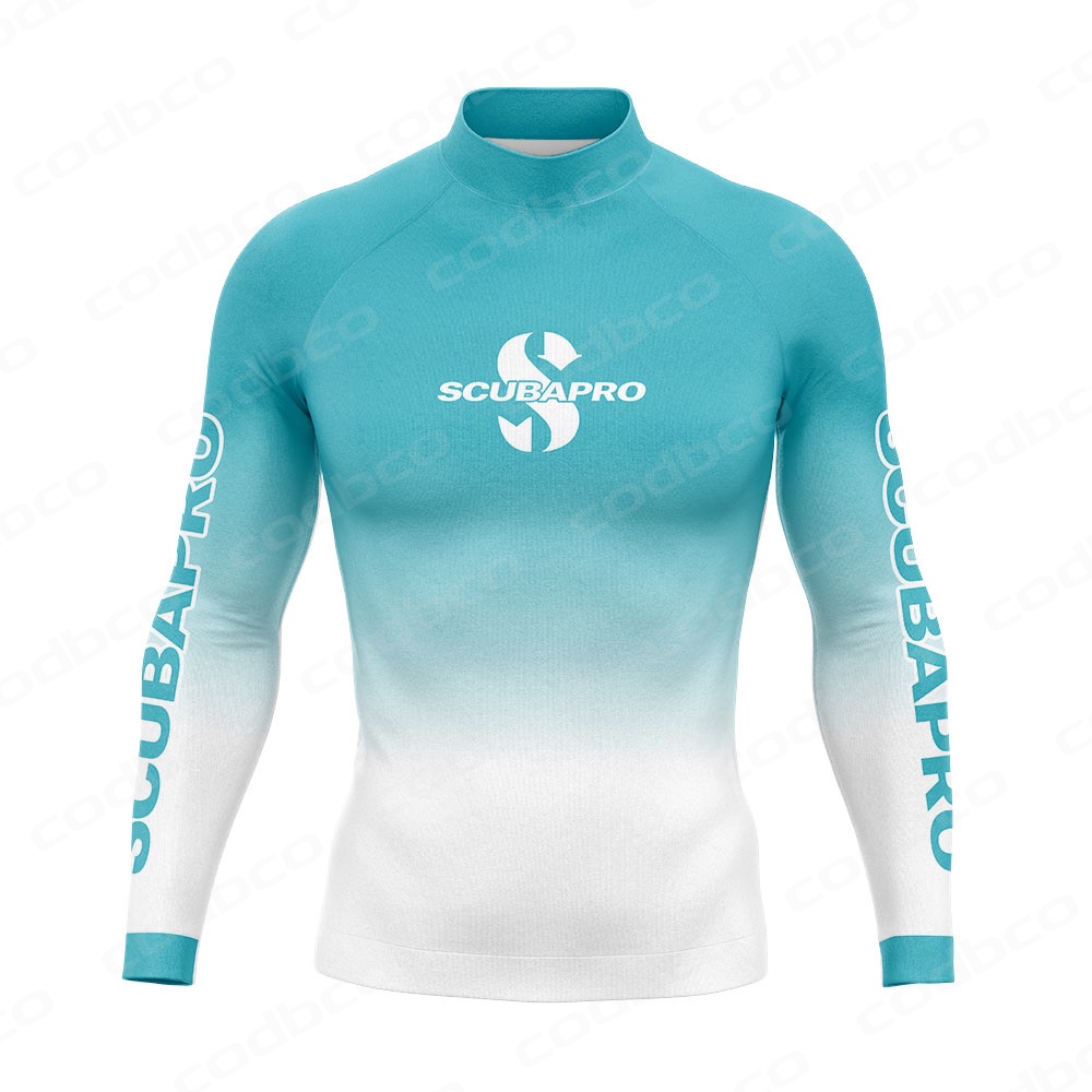 SCUBAPRO New Men's Swimsuit Long Sleeve Rash Guard Surf T-Shirt Summer ...