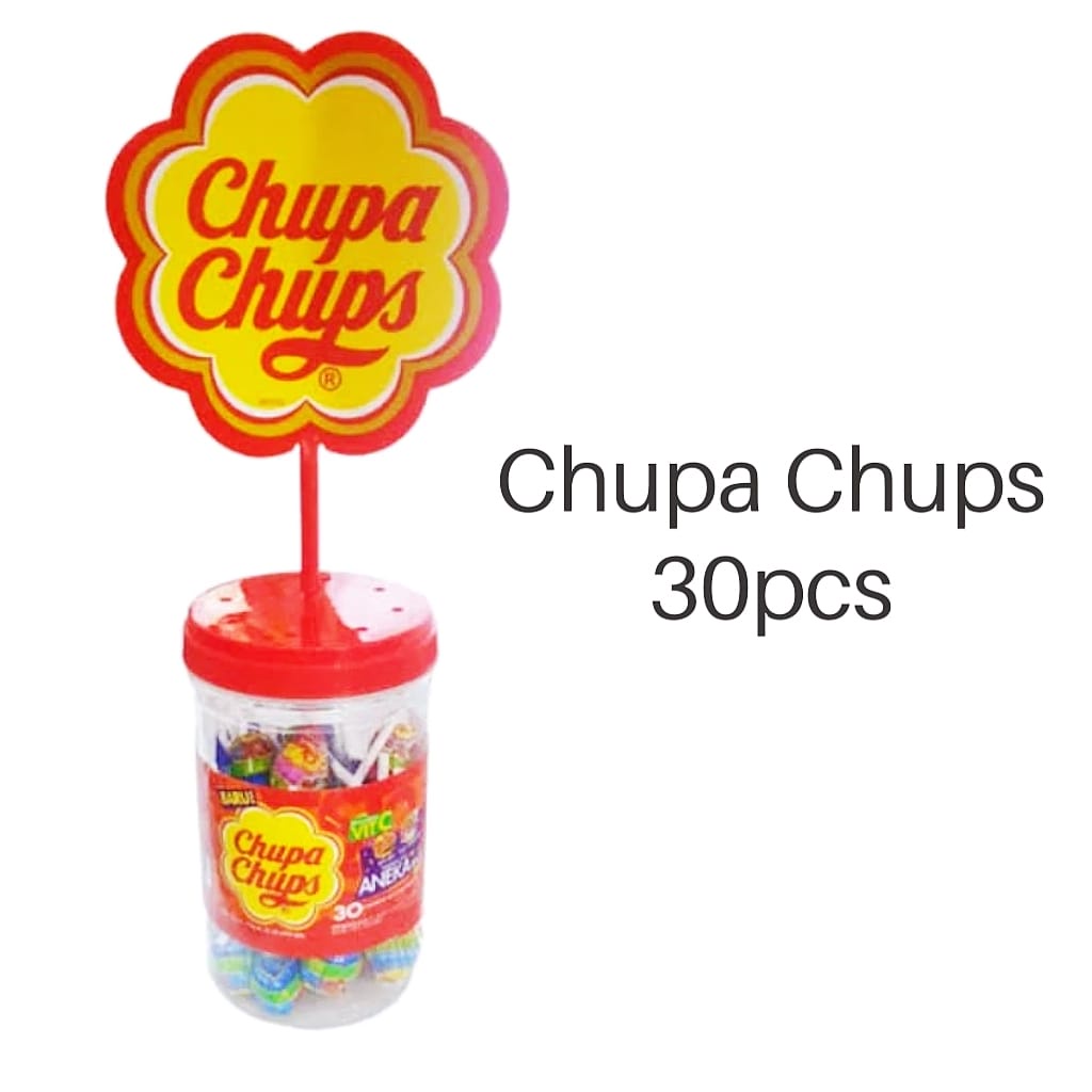 Chupa Chups Lollipop (30pcs X 9g) Chupa Chups Jar Aneka Rasa | Shopee ...