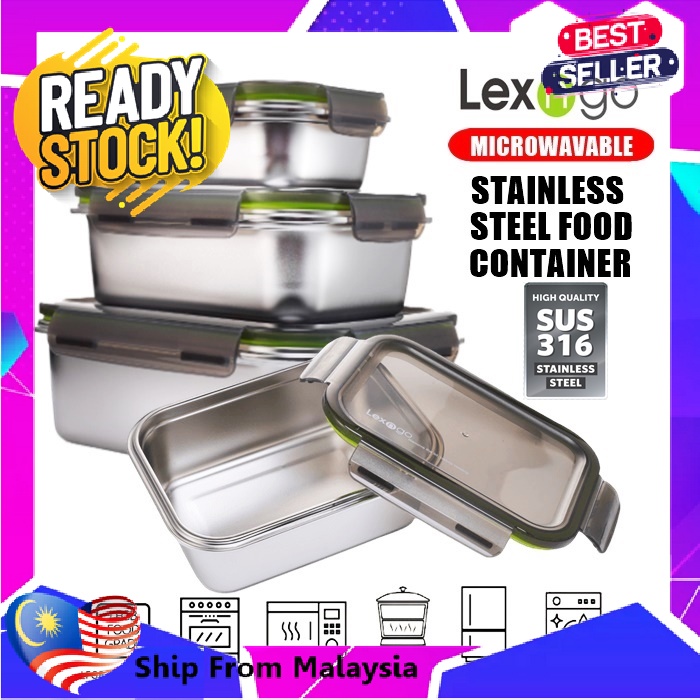 LEXNGO Microwavable Safe Leak-proof Stainless Steel SUS316L Food ...