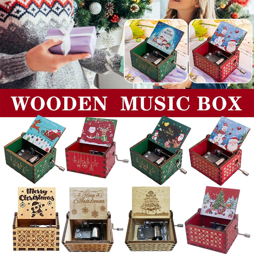 Creative Merry Christmas Music Box Vintage Manual Hand-Cranked Music ...