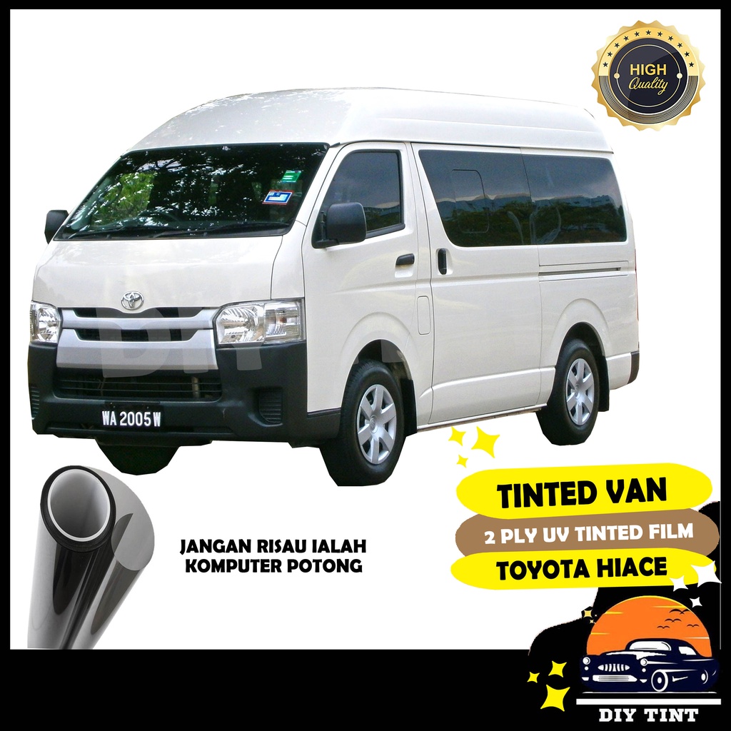 Toyota Hiace _Tinted Van_2PLY UV Film_Tinted Hitam/Black/Tahan Panas/UV Rejected/Car Tinted ...