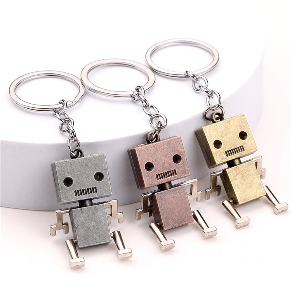 Creative Robot Keychain Metal Little Box Cartoon Pendant Keyring for ...
