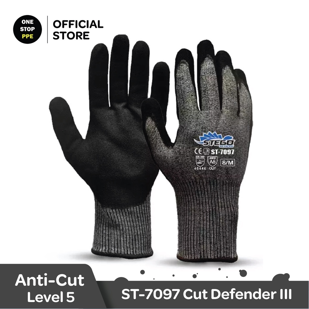 ST-7097 Stego Cut Defender III Level 5 Cut Resistant Safety Gloves ...