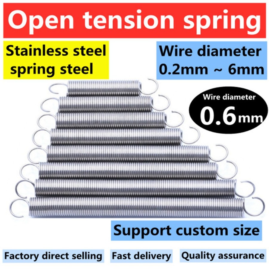Tension spring wire diameter 0.6mm OD6mm length 20mm~300mm 304 ...