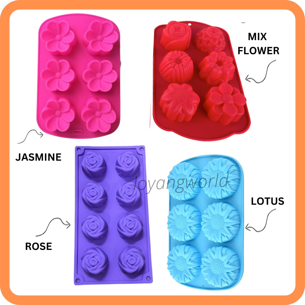 6 / 8 Hole Rose Silicone Mould Flower Simple Sweet DIY Soap Mini Cake ...