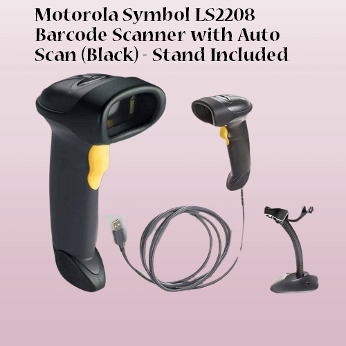 Motorola Symbol LS2208 Barcode Scanner with Auto Scan (Black) - Stand ...