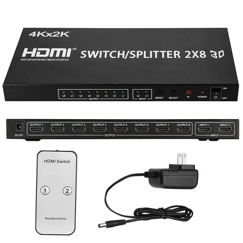 4K HDMI Switcher Splitter 2 In 8 out HDMI Switcher 4K 60Hz 2x2 2x4 2x8 ...