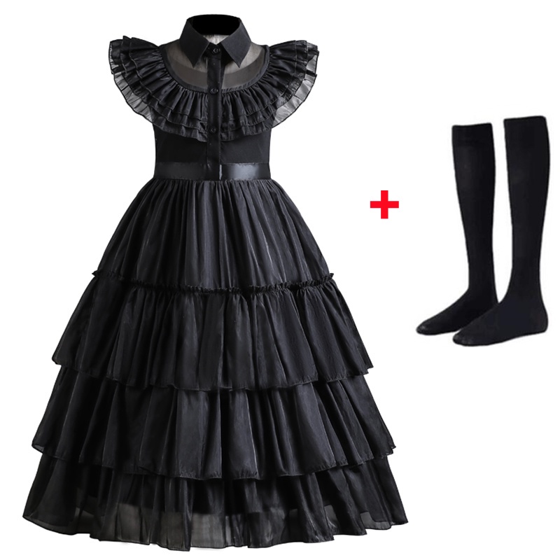 WFRV Wednesday Addams Cosplay For Girl Costume Movie Wednesday Mesh ...