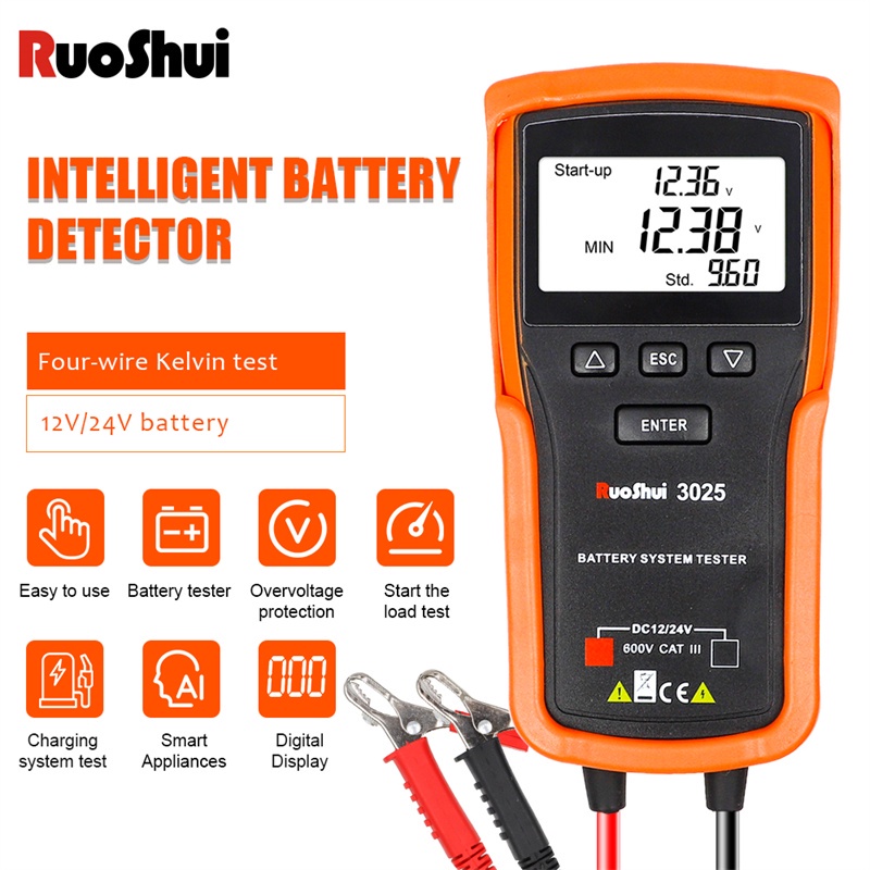 RuoShui 3025 Battery System Tester 12V 24V DC Charger Multimeter ...