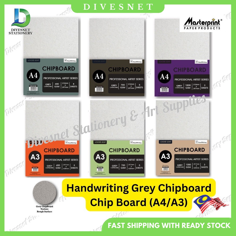 Masterprint Handwriting Grey Chipboard Chip Board (A4/A3) Size (400/700 ...