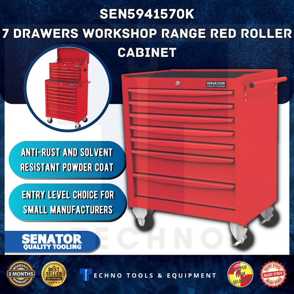 SENATOR SEN5941570K 7 Drawers Workshop Range Red Roller Cabinet ...