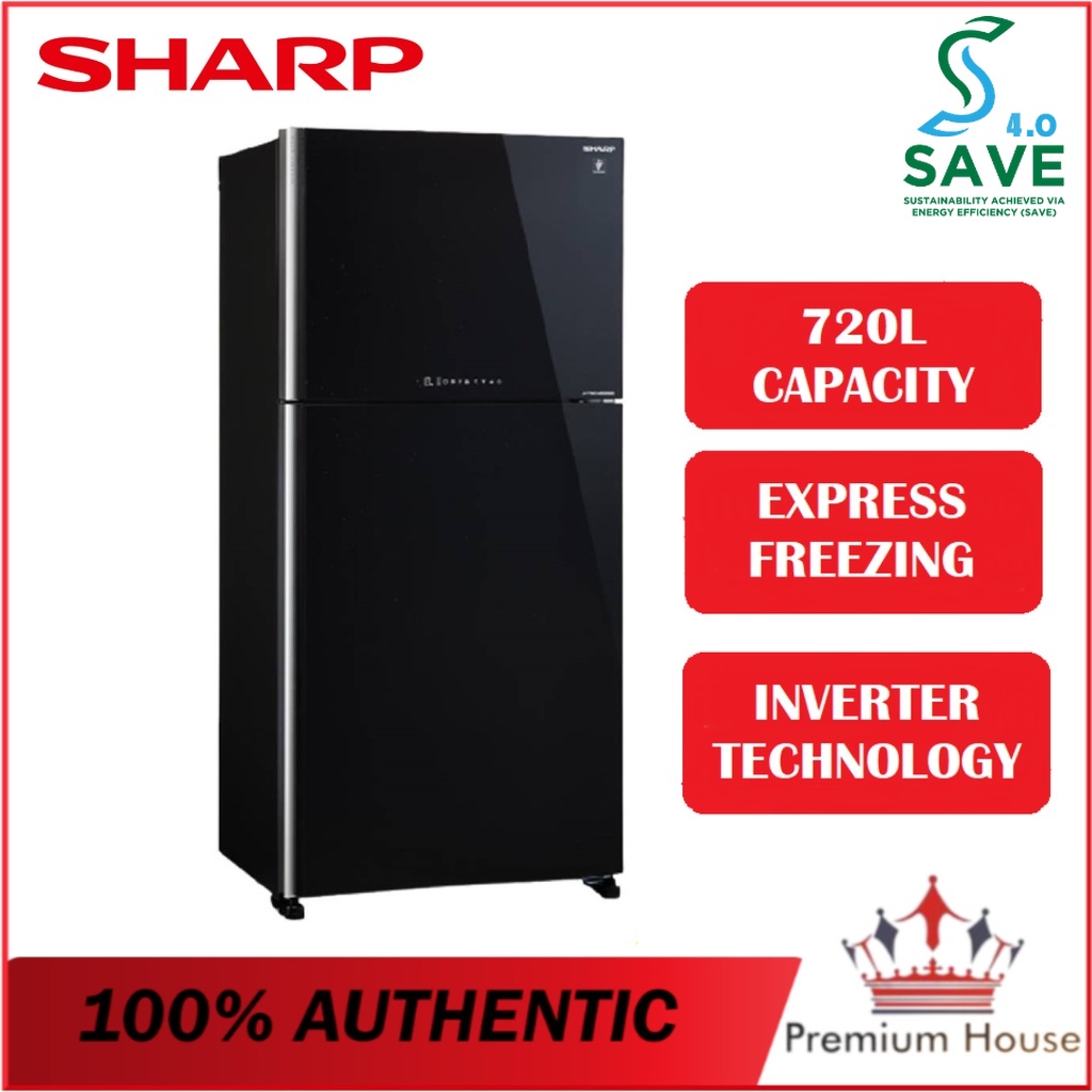 Sharp 720L Pelican Refrigerator SJP882MFGK (NEW) AG CU Nano Deodorizer ...