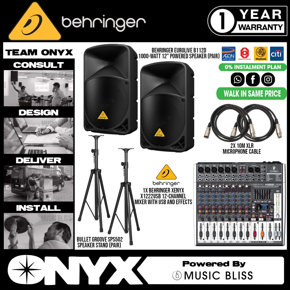 Live Band Package Behringer Xenyx X1222USB Mixer, Behringer Eurolive ...