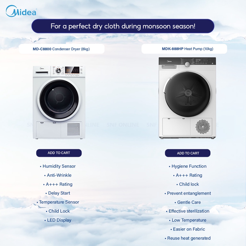 [SIRIM} Fast Shipping Midea 10kg Heat Pump Dryer MD-K1088HPT | Shopee ...