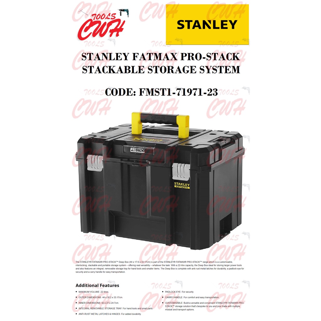 STANLEY FATMAX PRO-STACK TSTAK STACKABLE MOBILE TOOLBOX TOOL BOX CART ...