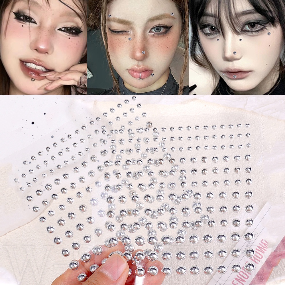 Sliver Diamond Nose Stud Lip Stud Sticker / Self Adhesive Rhinestones ...