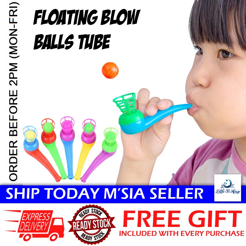 [Little B House] Blowing Ball Toy Floating Blow Balls Tube Breath Rod ...