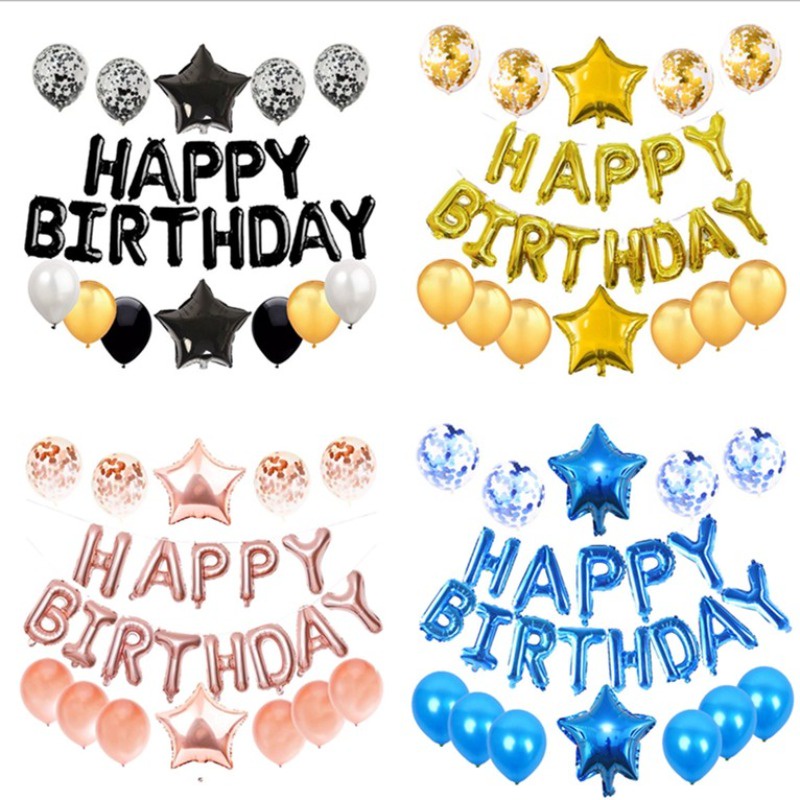 26pcs/set Birthday Balloon Set Happy Birthday Balloons Party ...