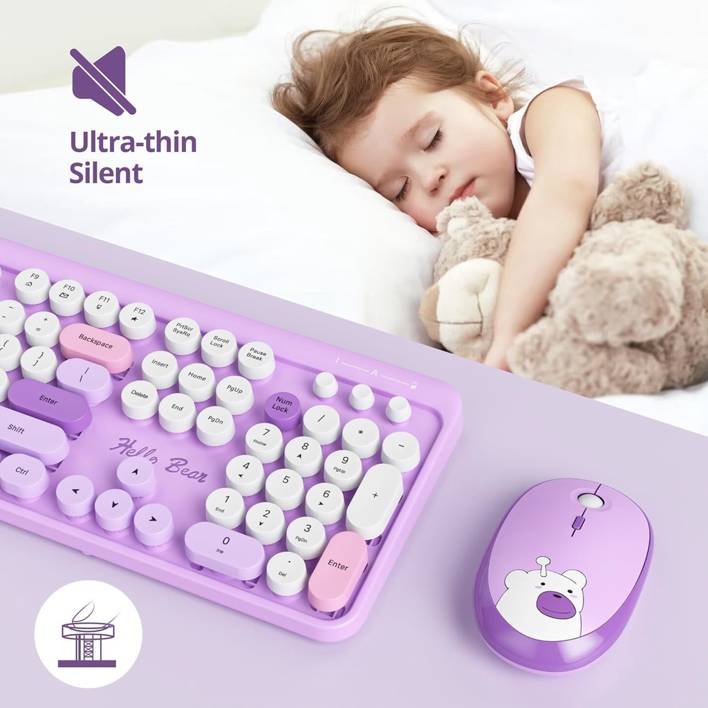 Jomaa&Mofii 2.4G Wireless Keyboard Mouse Combo Set Cute Bear 2.4G ...
