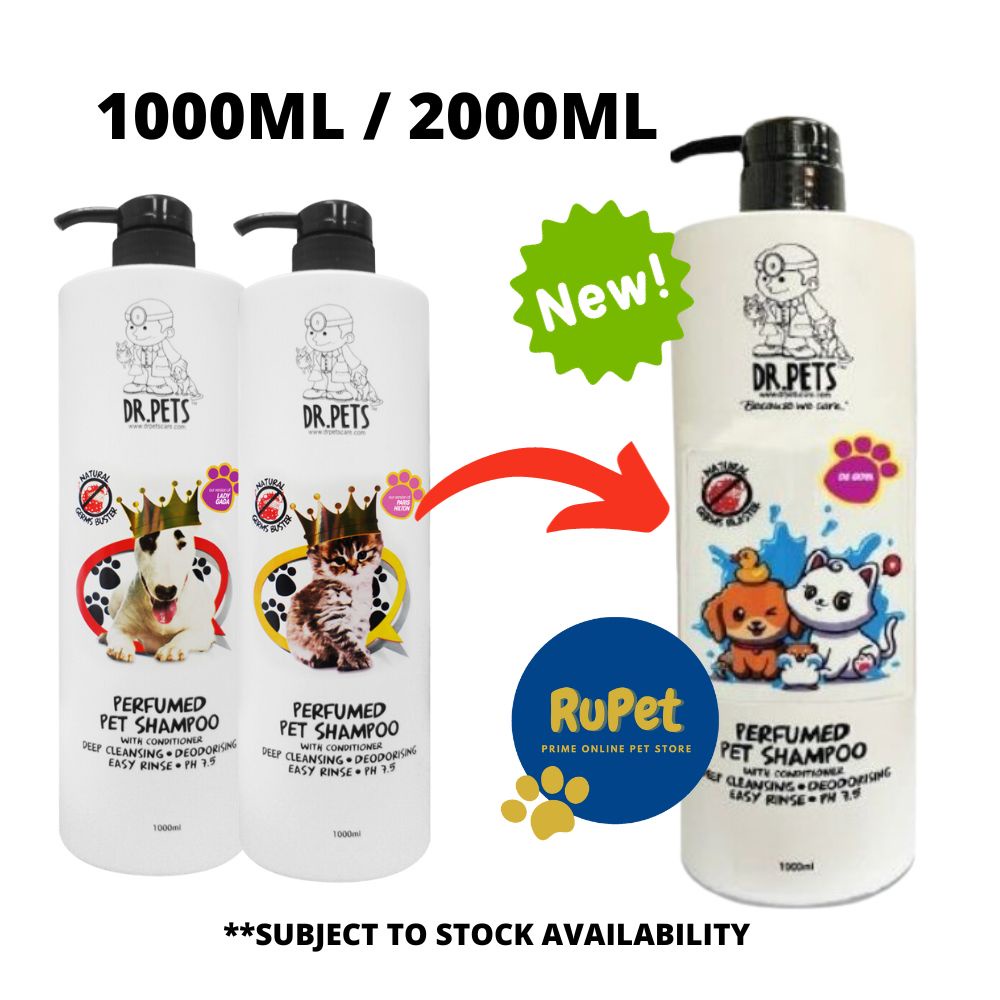 DR PETS PERFUMED PET SHAMPOO 1000ml/2000ml (Cat & Dog) NATURAL GERMS ...
