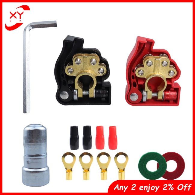 XY 2Pcs Car Terminal Connector Kit 4 Way Pole Quick Release Terminal ...