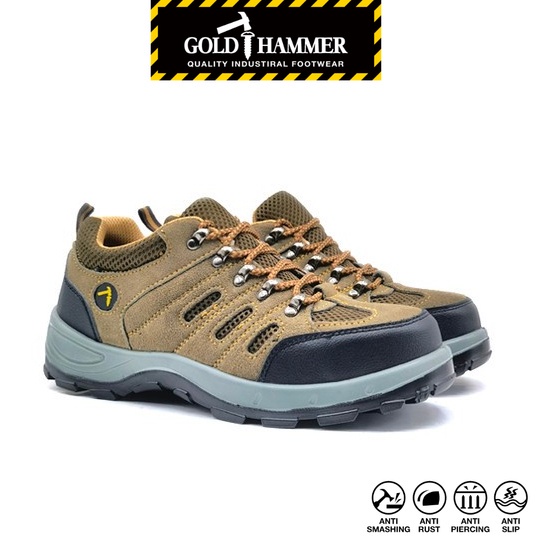 GOLD HAMMER Steel toe cap work safety shoes GH1005 - Khaki | Shopee ...
