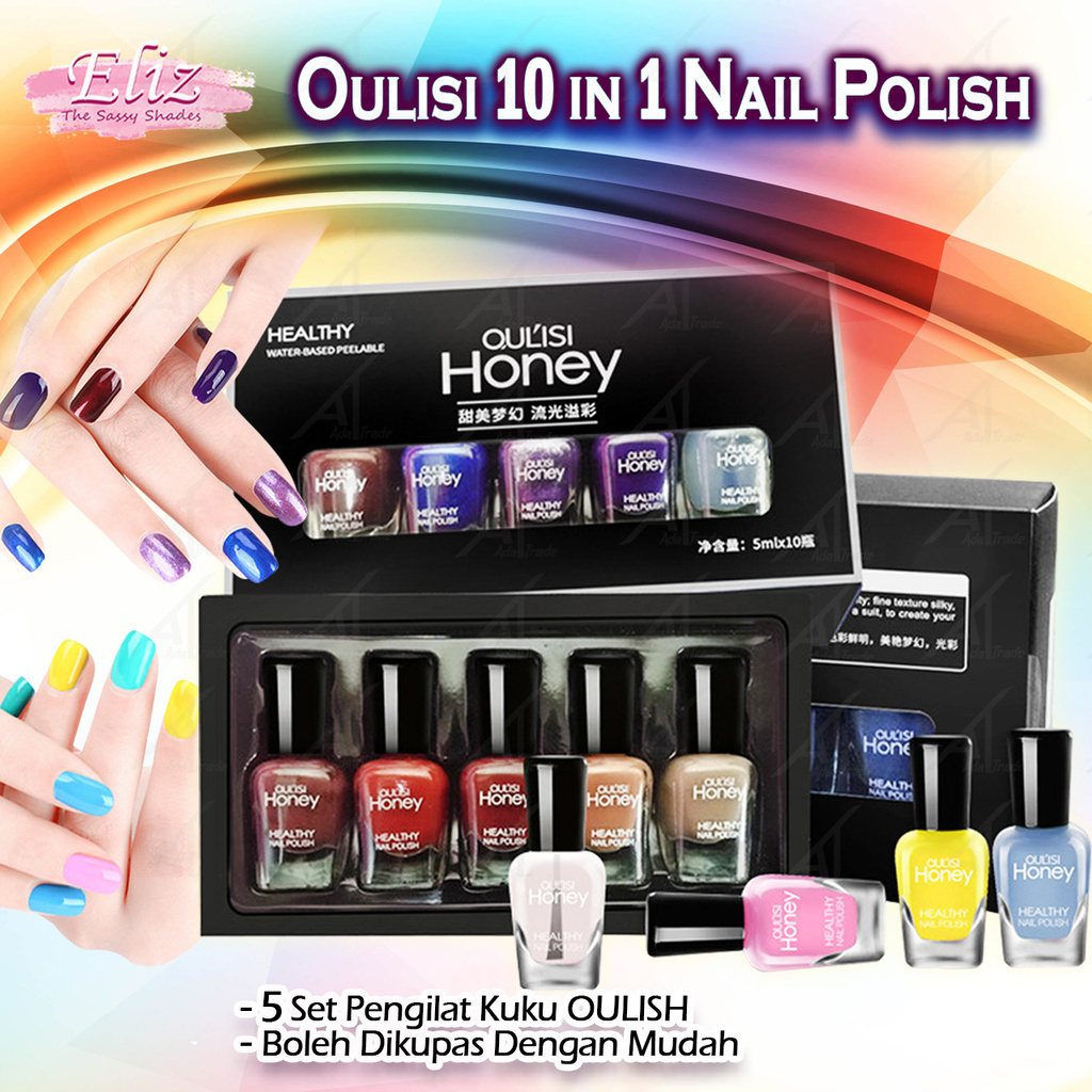 OULISI Nail Polish Set 5ml 10pcs Nail Polish Peel Off (10 in 1) 10 ...