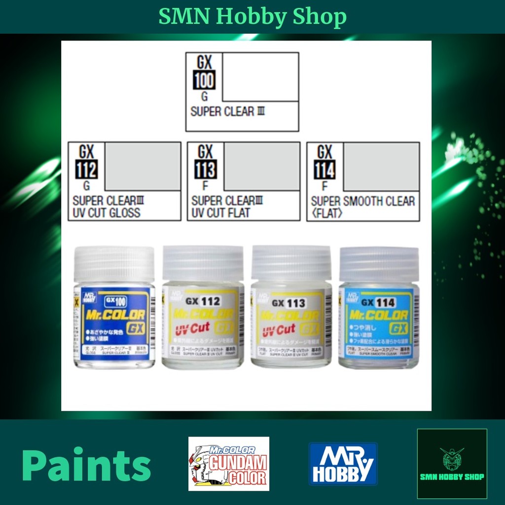 Paint Color Gundam Top Coat/Clear Color GX 18ml GX100-GX114 for Plastic Model Kits [Hobby Color ...