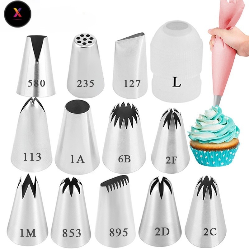 XS 13 Styles Large Icing Piping Nozzles for Decorating Cake Baking ...