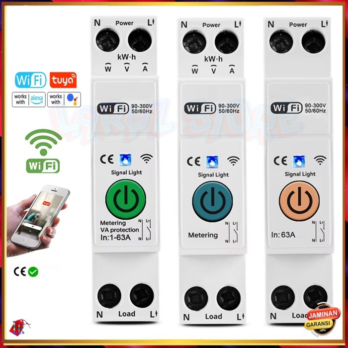 Mcb 1 Phase 63 A Din Automatic Electric Rail 300 V Smart WiFi kWh Meter ...