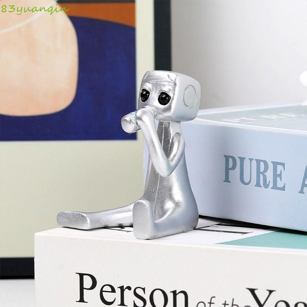 YUANQIN Aliens Resin Craft Figurine, Sculpture Sitting Posture Drinking ...