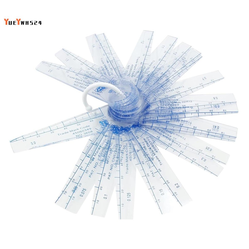 1 Pack Plastic Feeler Gauge 0.05-3mm Thickness Measuring Tools 25 in 1 ...