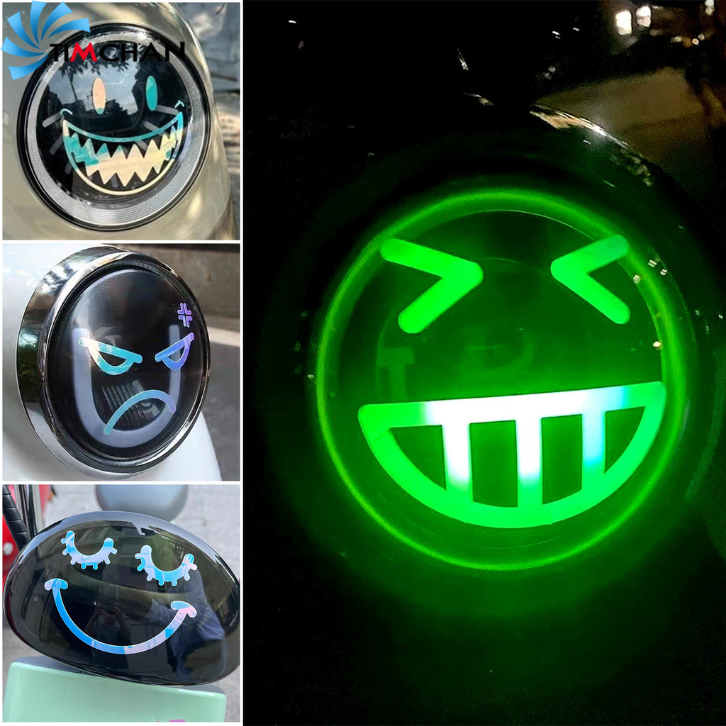 Luminous Emoji Scooter Windshield Decal - Laser Color Car Sticker ...