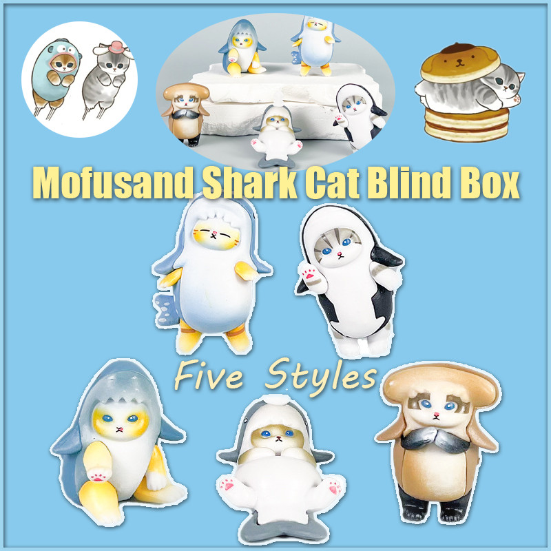 Mofusand Shark Samenyan Blind Box Shark Cat Character Figurines Cartoon ...