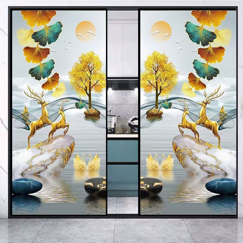 Glass stickers Kitchen Sliding Door Transparent Opaque Glass stickers ...