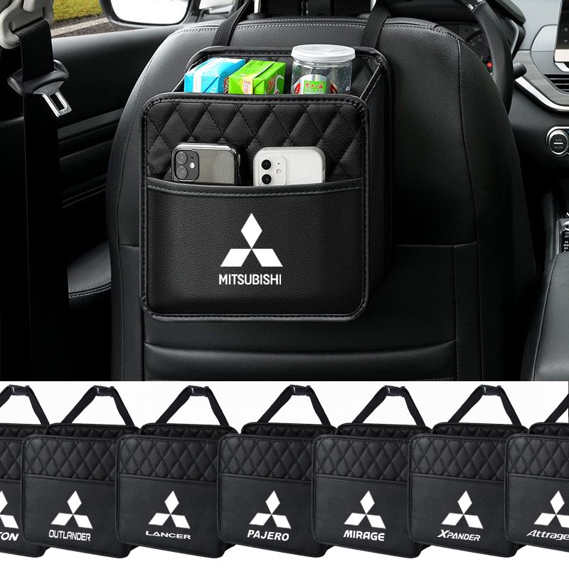 Car Seat Back Storage Box in-car Trash Can Practical Leather Large ...