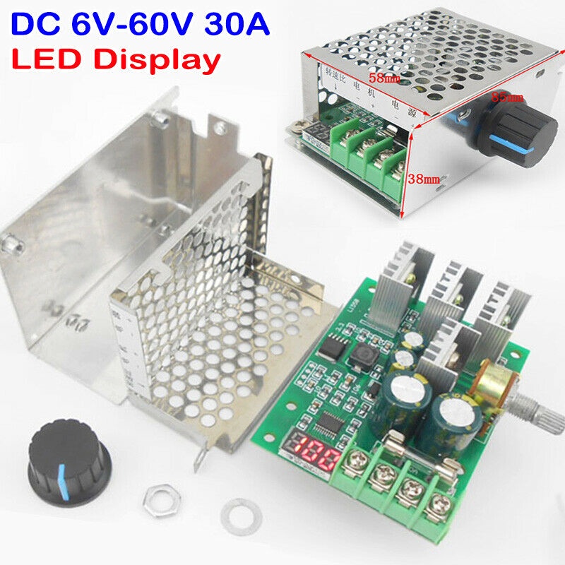 PWM DC Motor Controller Digital Display Governor 6V-60V 12V 24V 36V 48V 30A 15KHZ Potentiometer ...