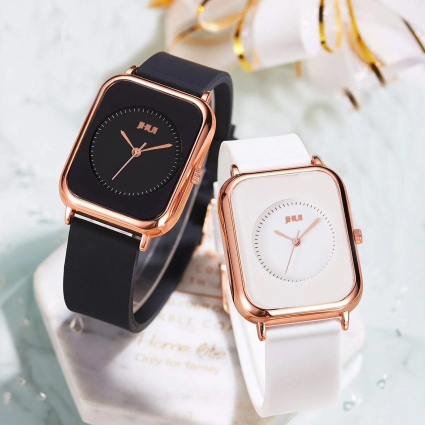 New Simple Couple Square Dial Quartz Watch Silicone Strap Sport Watch ...