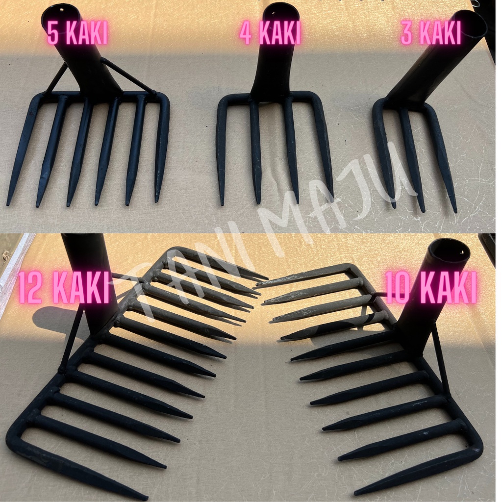 TM / Cakar Rumput Besi Hitam / Black Steel Garden Rake 3T 4T 6T 10T 12T ...