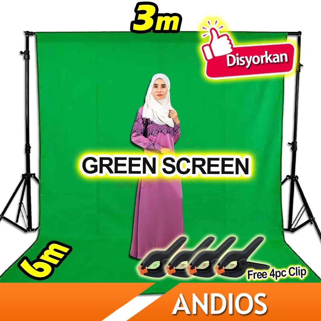 Backdrop Green Screen Stand Kain Cotton Muslin Cloth Studio Background ...