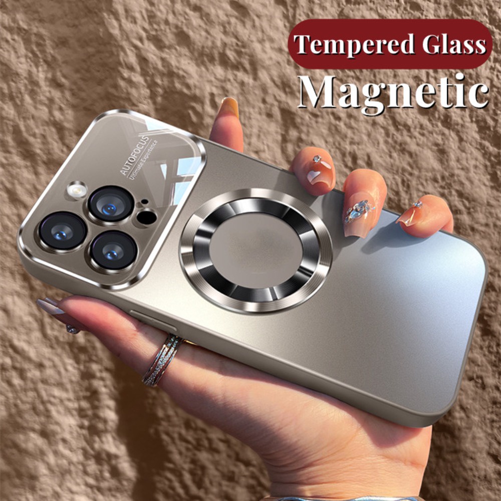 Luxury Matte Frosted Tempered Glass Phone Case For iPhone 15 11 12 13 ...