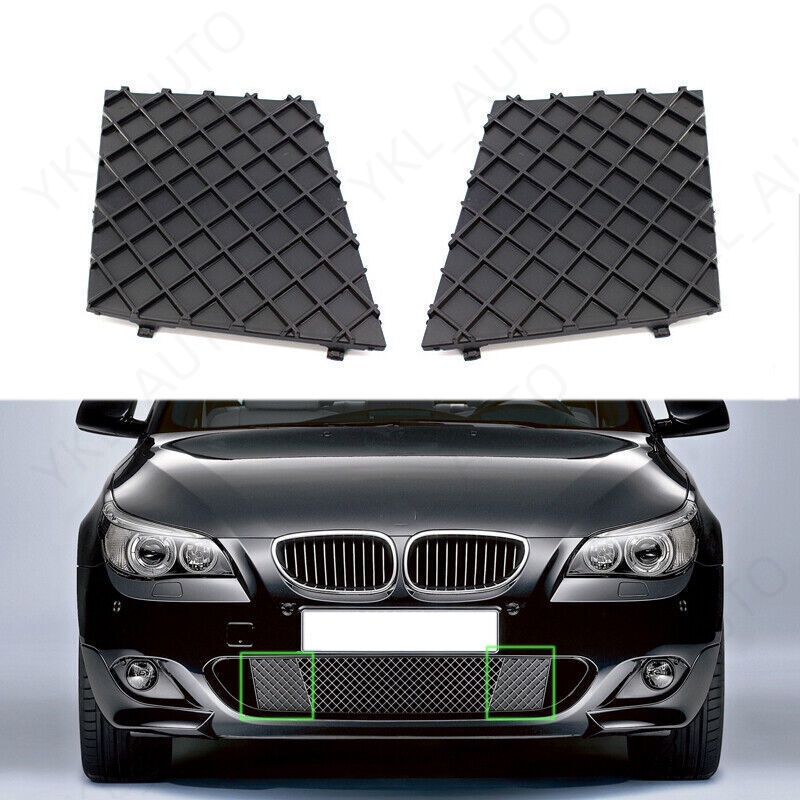 Pair L+R Front Bumper Lower Mesh Grill Trim Cover Black For BMW E60 E61 ...