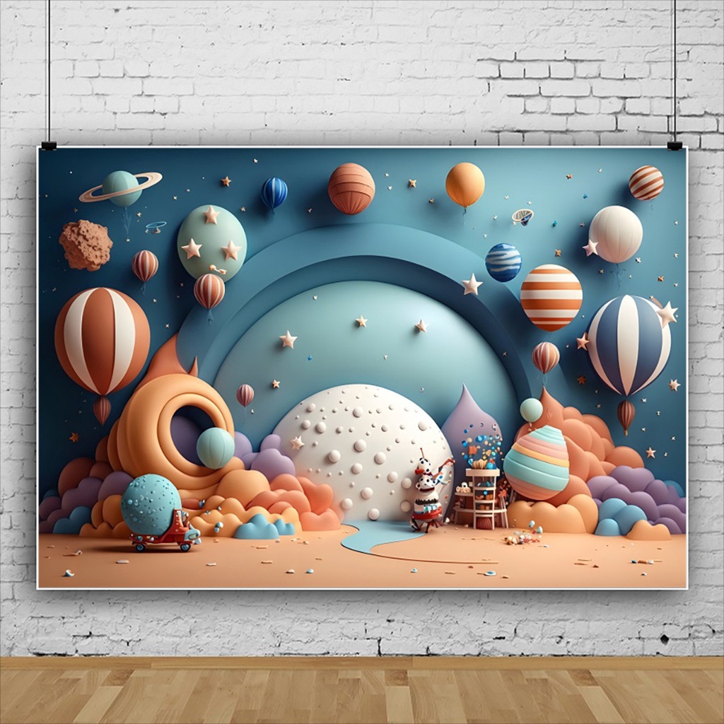 Earth Space Planet Astronaut Backdrop Starry Sky Spacecraft Baby ...