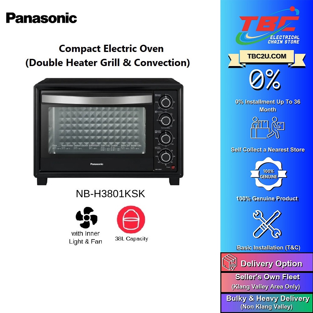 PANASONIC 38L COMPACT ELECTRIC OVEN (DOUBLE HEATER GRILL & CONVECTION ...