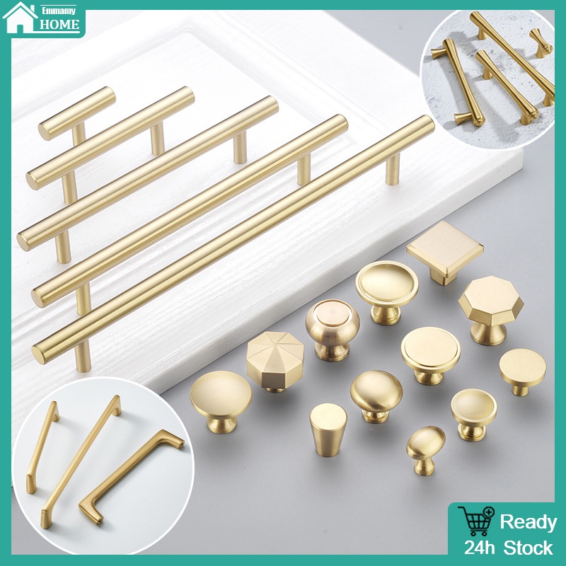 Emmamy--Gold Furniture Handle Brass Knobs European T Bar Handles Drawer Pulls Kitchen Cabinet ...