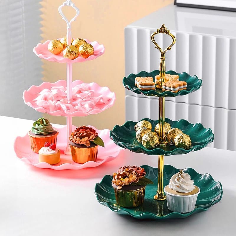 QLADY_ 3 Tier High Tea Stand Dessert Cupcake Cakes Fruit Party Serving ...