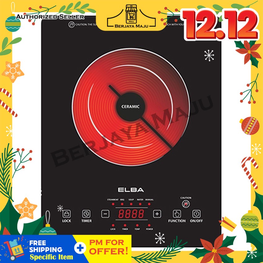 Elba 1 Burner 2000W Portable Ceramic Cooker Hob ECC-J2015(BK) (Black) | Shopee Malaysia