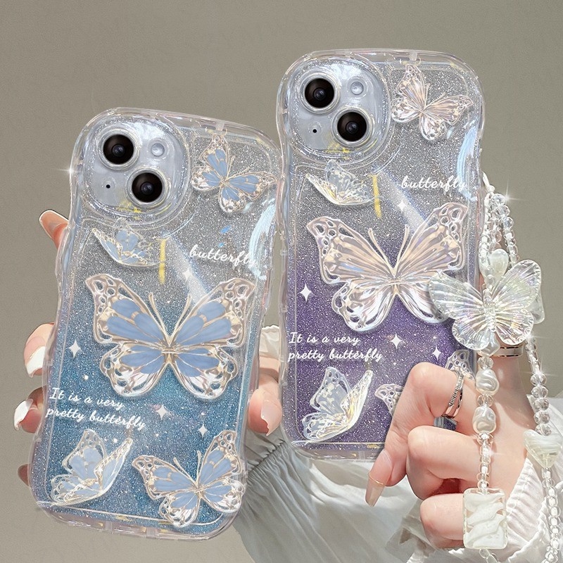 Dreamy Blue Purple Butterfly Casing Samsung Galaxy S10 Plus S9 Plus S8 ...